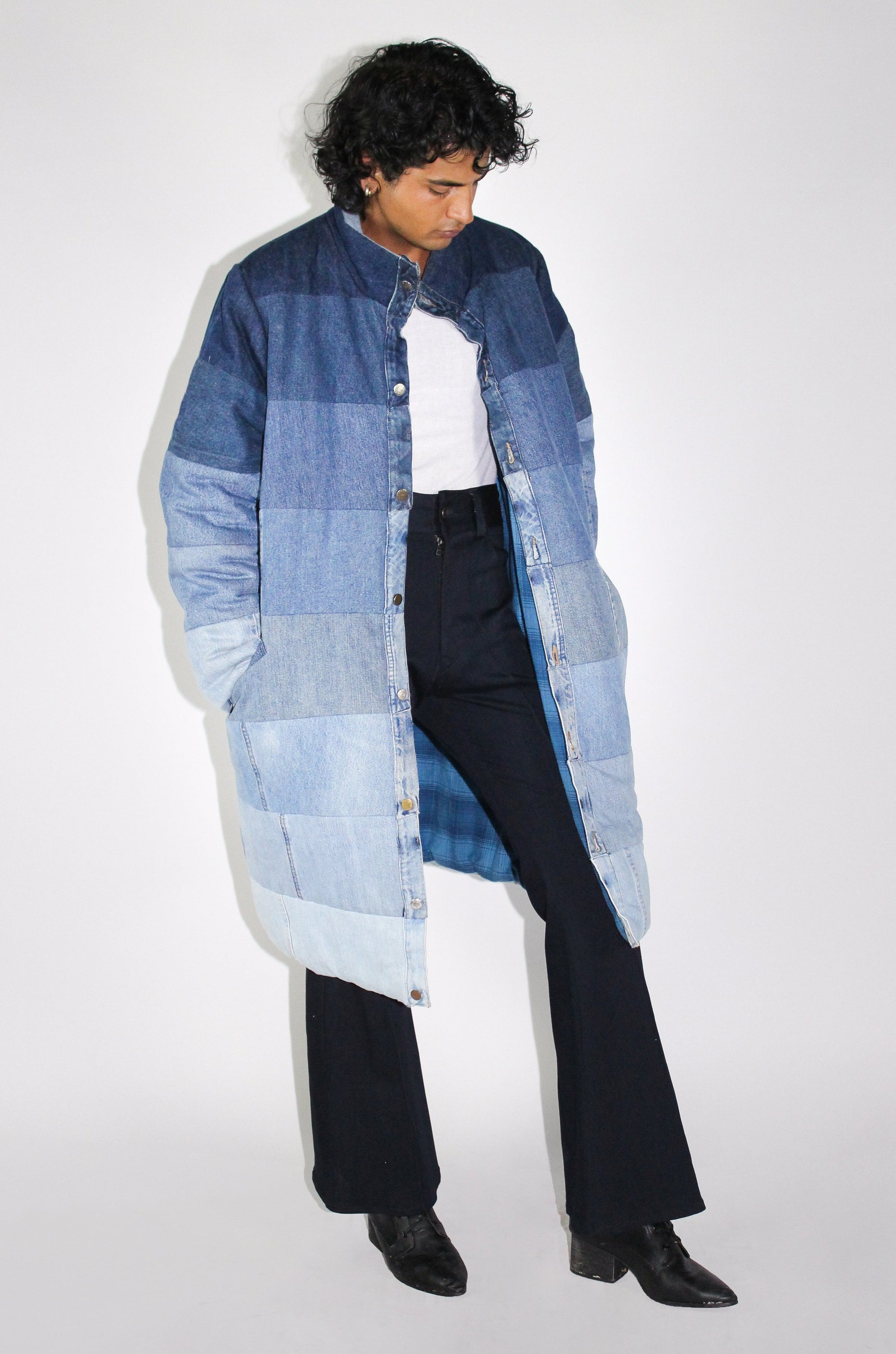 THE LONG GRADIENT DENIM PUFFER - Men's Coats - DENIMCRATIC