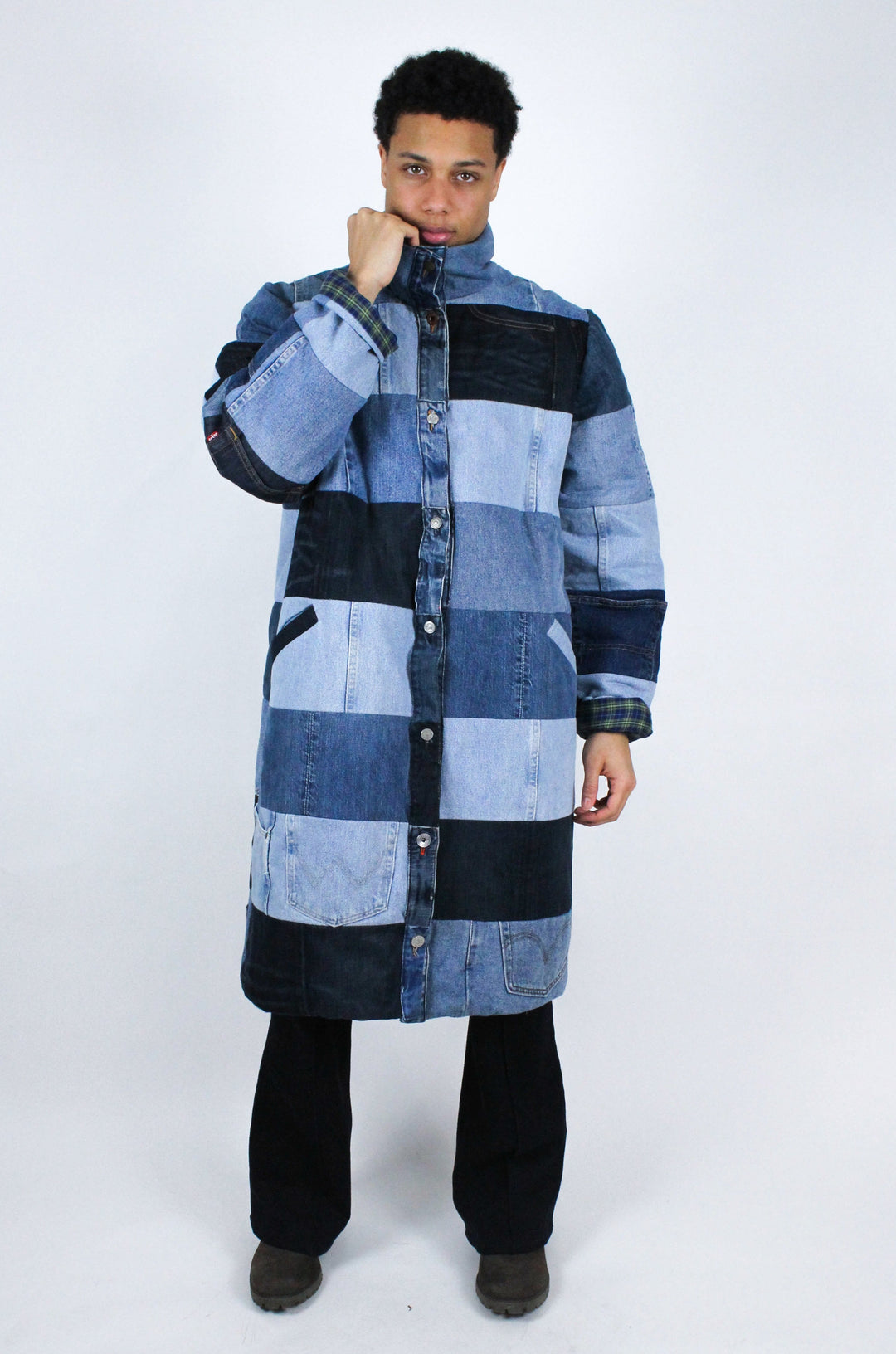 THE LONG MULTI TONE DENIM PUFFER - Men's Coats - DENIMCRATIC
